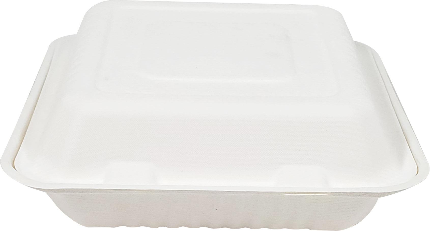 Disposable Bagasse Clamshell Container (9x9) | Delivery in Canada & USA
